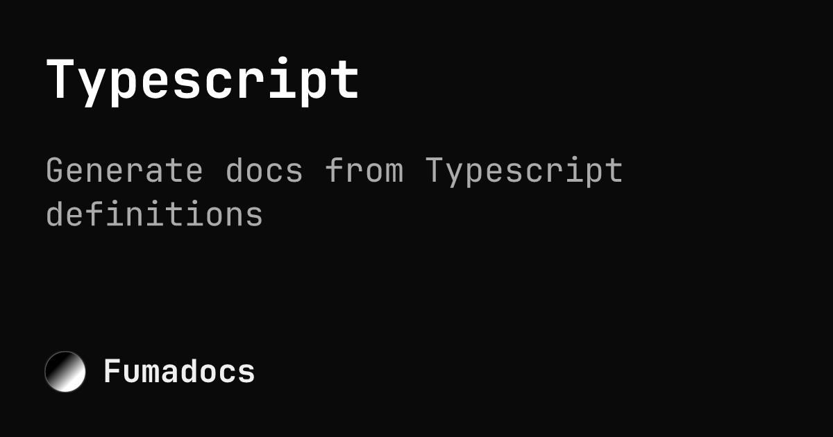 Typescript | Fumadocs